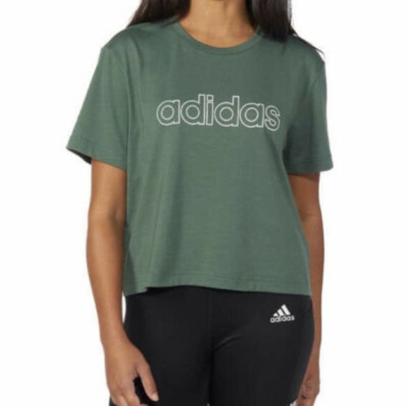 adidas | Tops | Adidas Ladies Logo Crop Tee Nwt Green | Poshmark